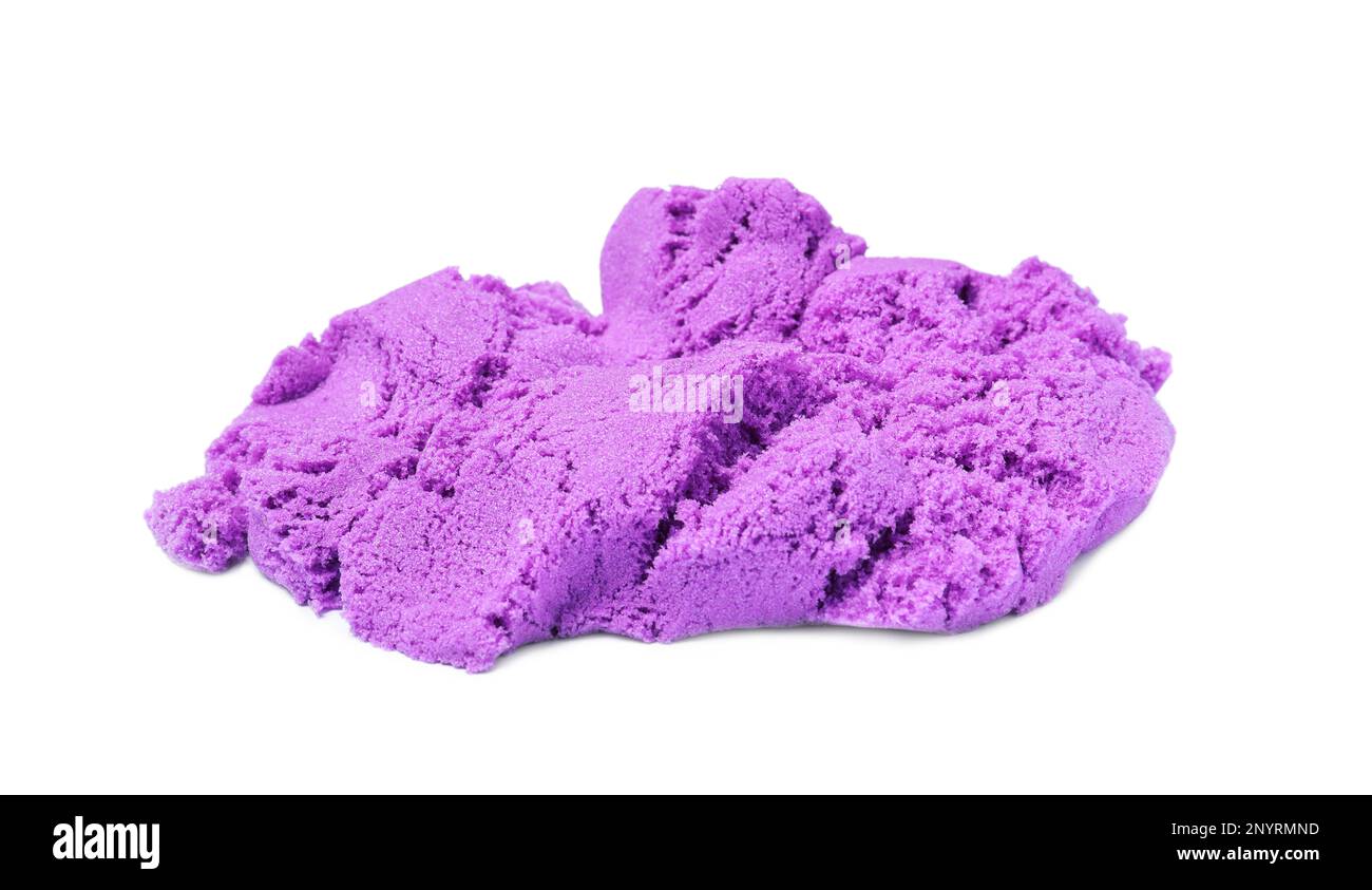 Pile of violet kinetic sand on white background Stock Photo - Alamy