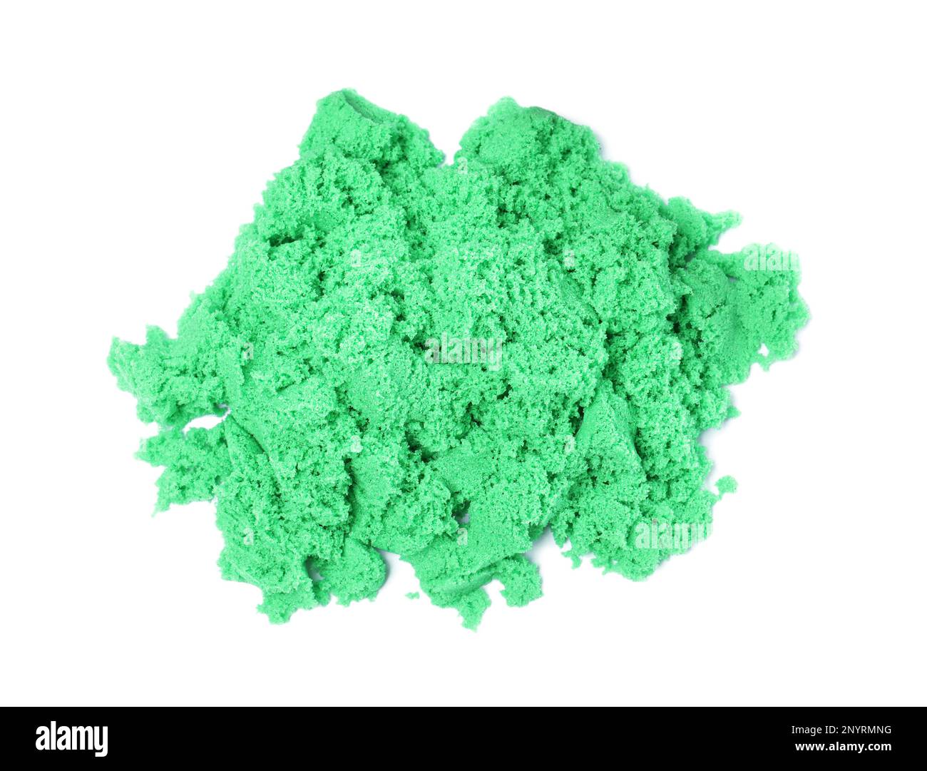 Pile of green kinetic sand on white background, top view Stock Photo ...