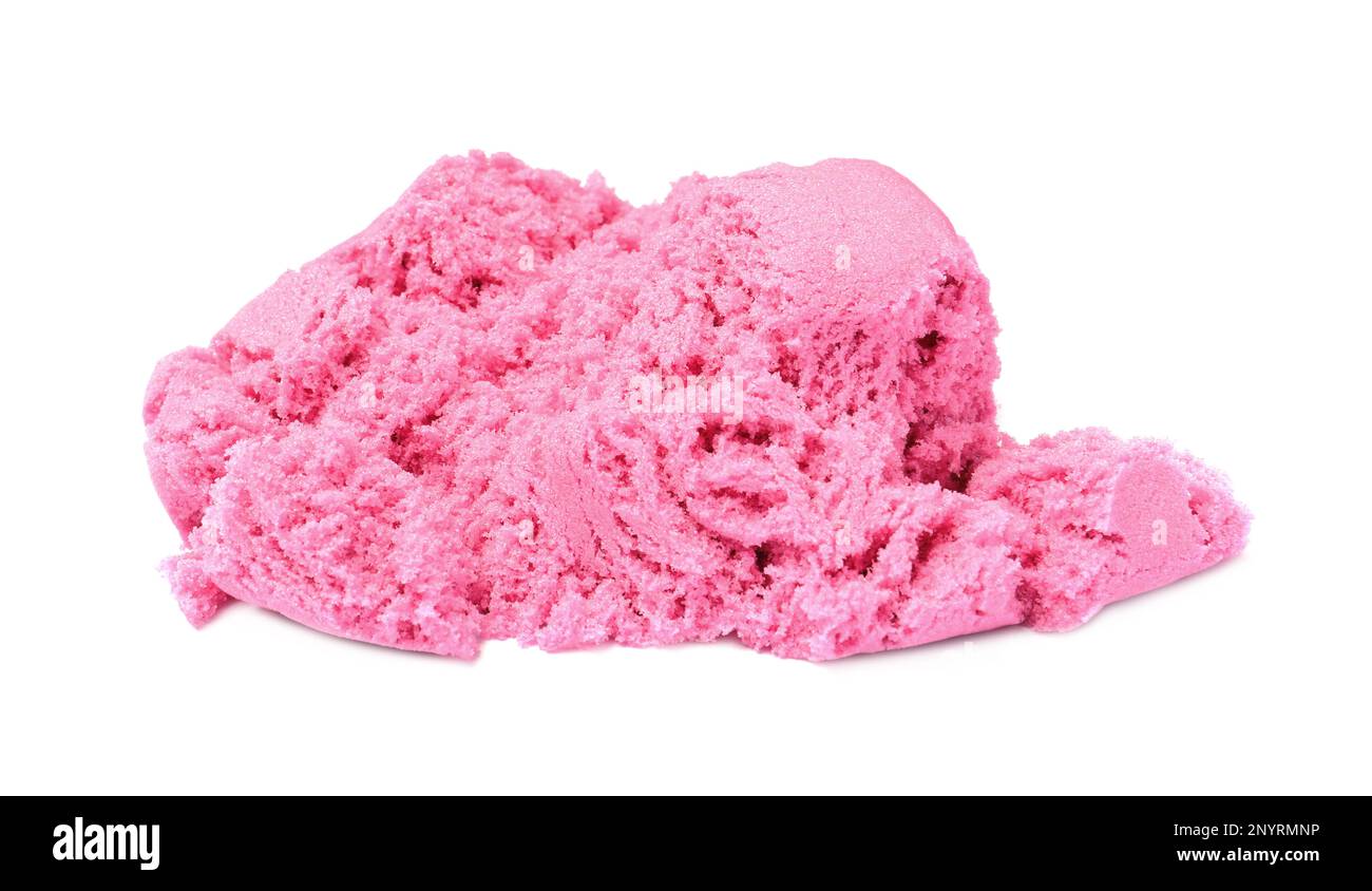 Pile of pink kinetic sand on white background Stock Photo - Alamy