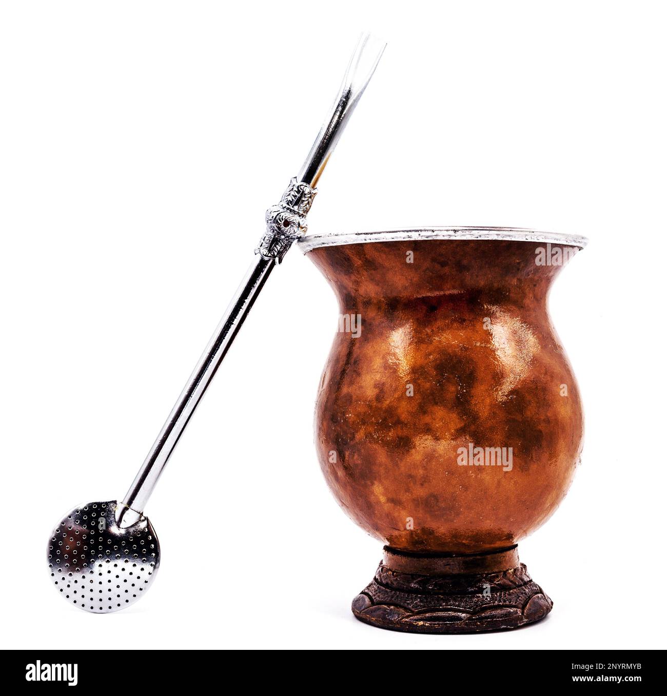 chimarrão gourd, with metallic straw or bomb, yerba mate and hot water ...