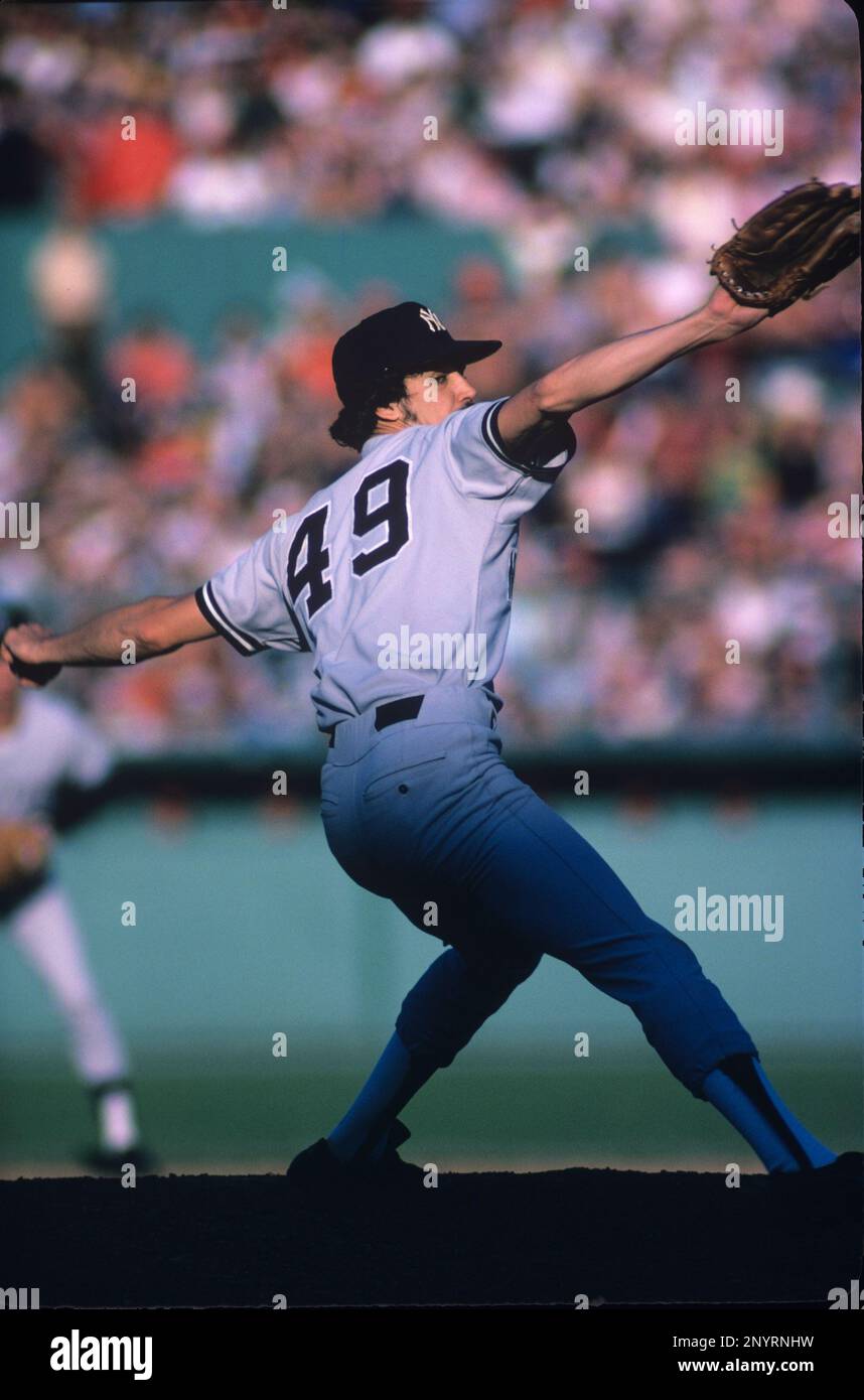 New York Yankees pitcher Ron Guidry (49) starts in a Major League ...