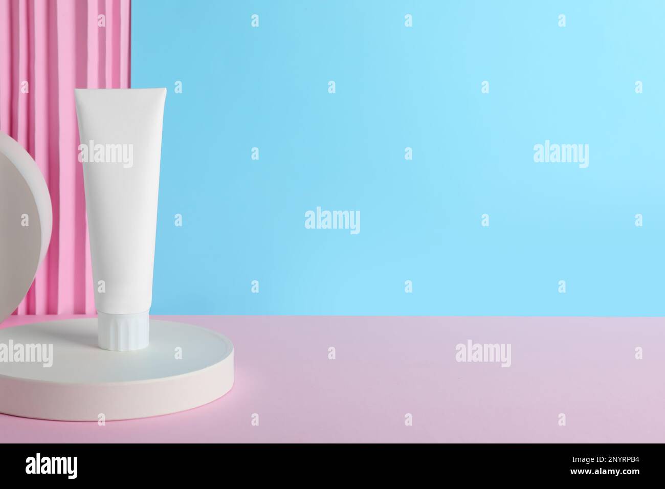 Blank tube of toothpaste on color background. Space for text Stock ...