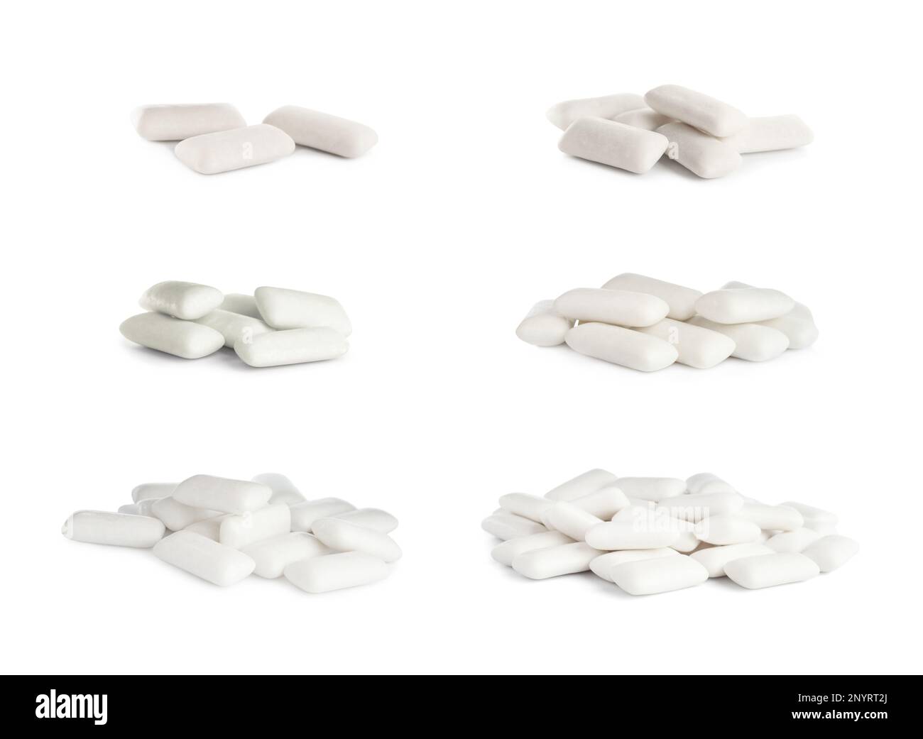 Set with pieces of chewing gum on white background Stock Photo - Alamy