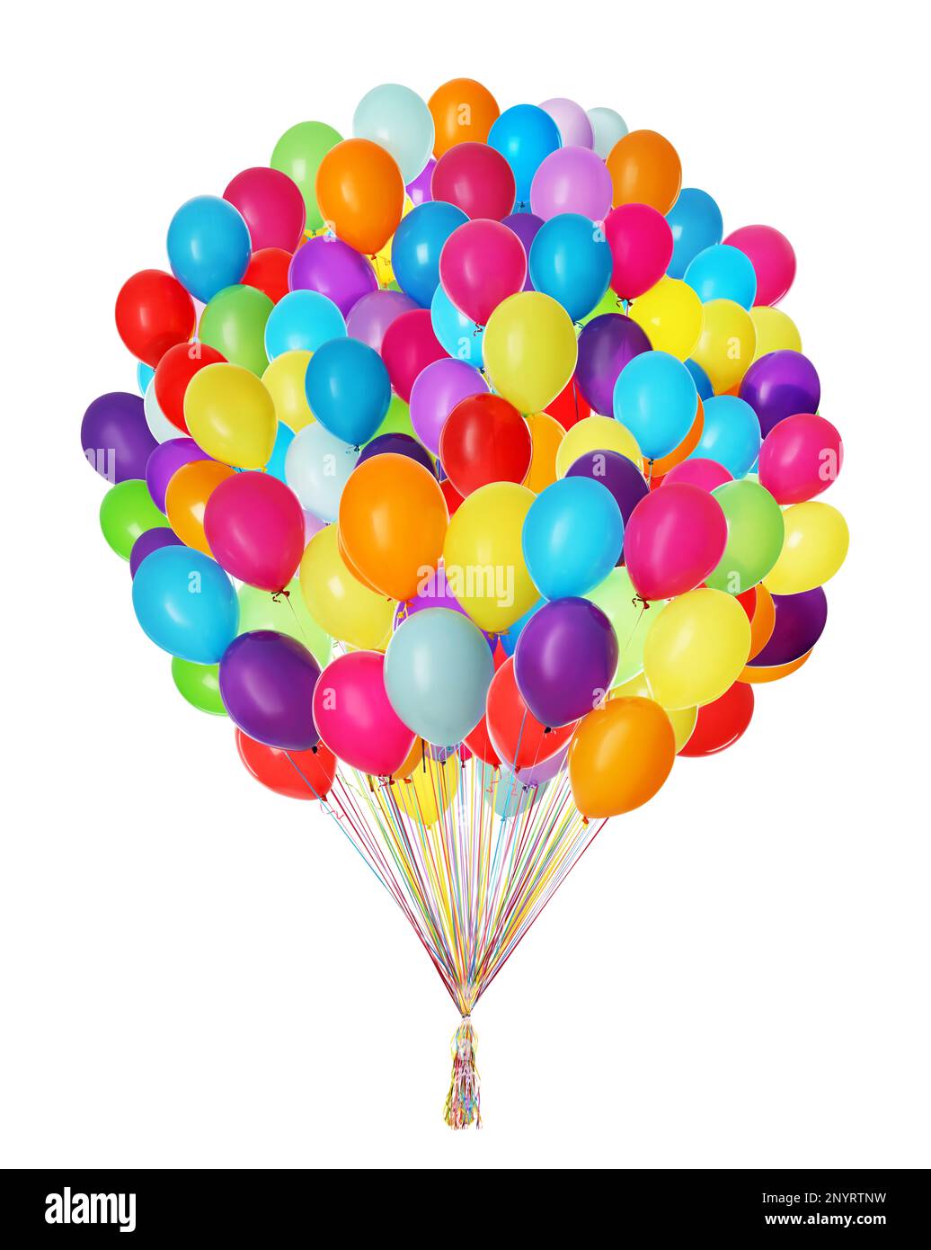 Big bunch of bright balloons on white background Stock Photo - Alamy