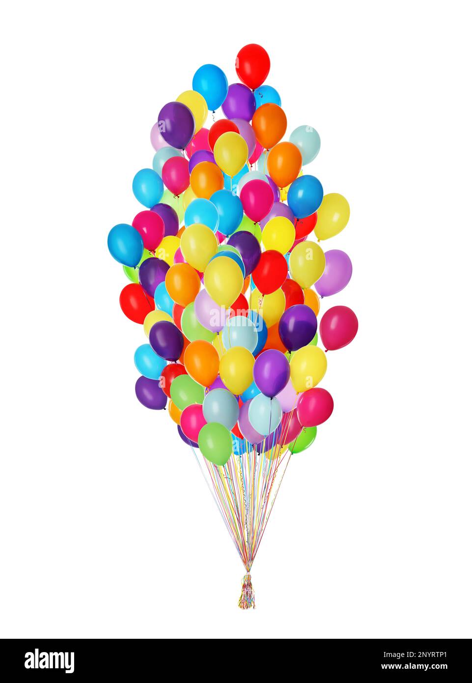 Big bunch of bright balloons on white background Stock Photo - Alamy