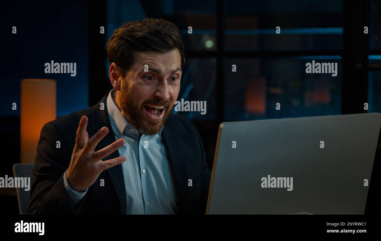 Annoyed angry businessman Caucasian middle-aged 40s man CEO employee ...