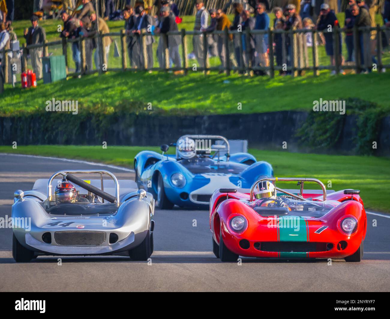 1961 Lola-Chevrolet T70 Spyder and 1966 McLaren-Chevrolet M1B racing in ...