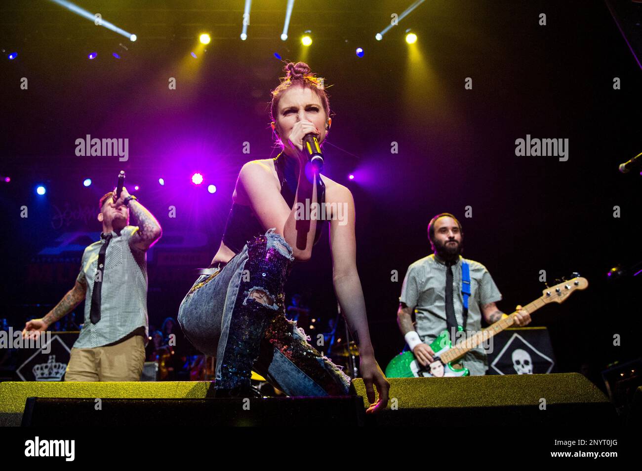 Jordan Pundik of New Found Glory performs with Hayley Williams at the ...