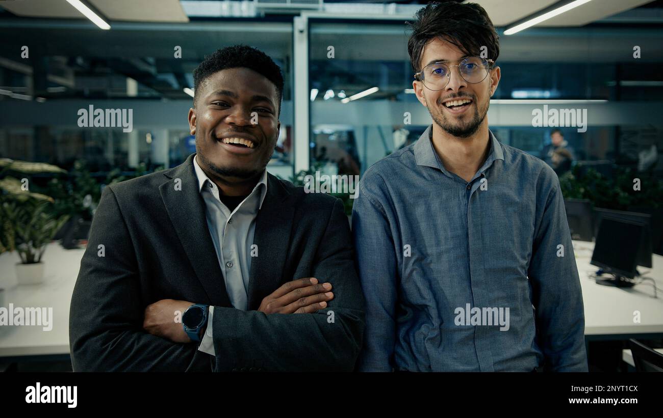 Multiracial business colleagues smiling diverse men arabian and african ...