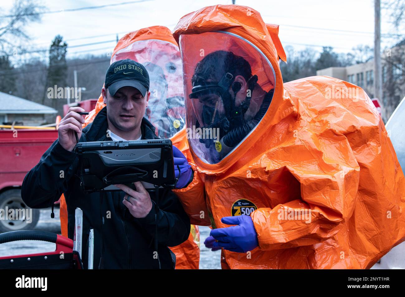 Members of a three-person survey team element within the Ohio National ...