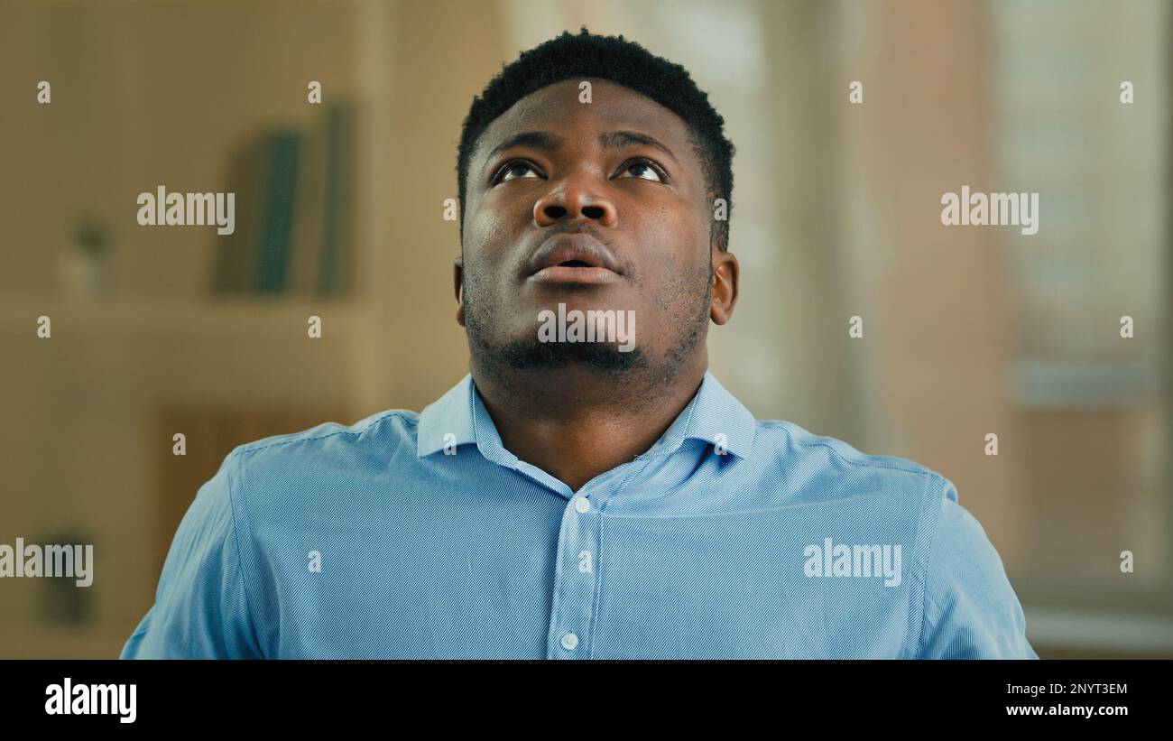 Disappointed upset desperate man african businessman office worker ...