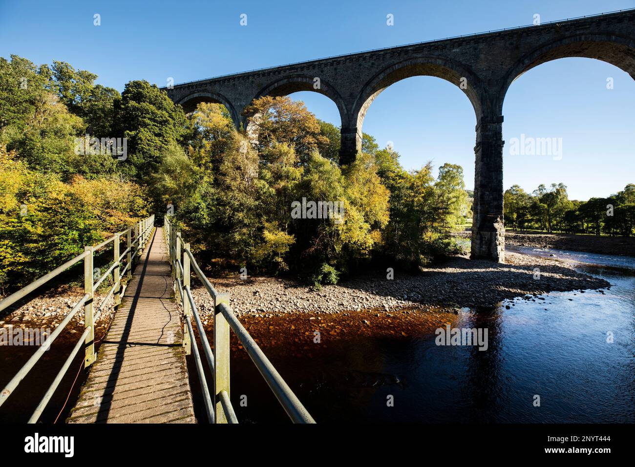 Lambley Railway Viaduct crossing the River South Tyne in Northumberland. Once the railway ...