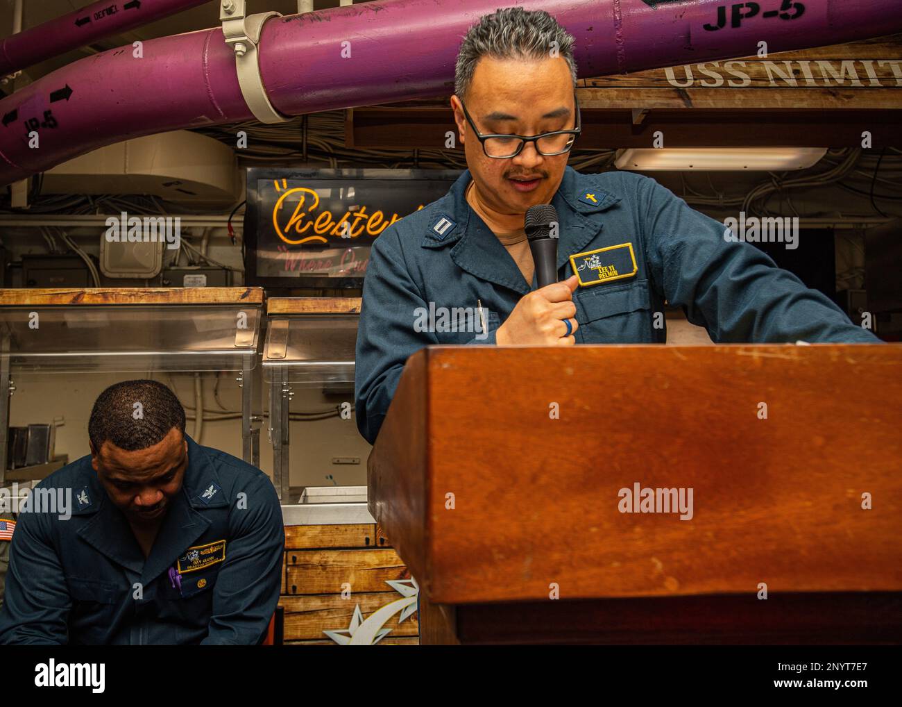 230218-N-MH015-1033 SOUTH CHINA SEA (Feb. 18, 2023) Lt. Lee Yi, a Navy ...