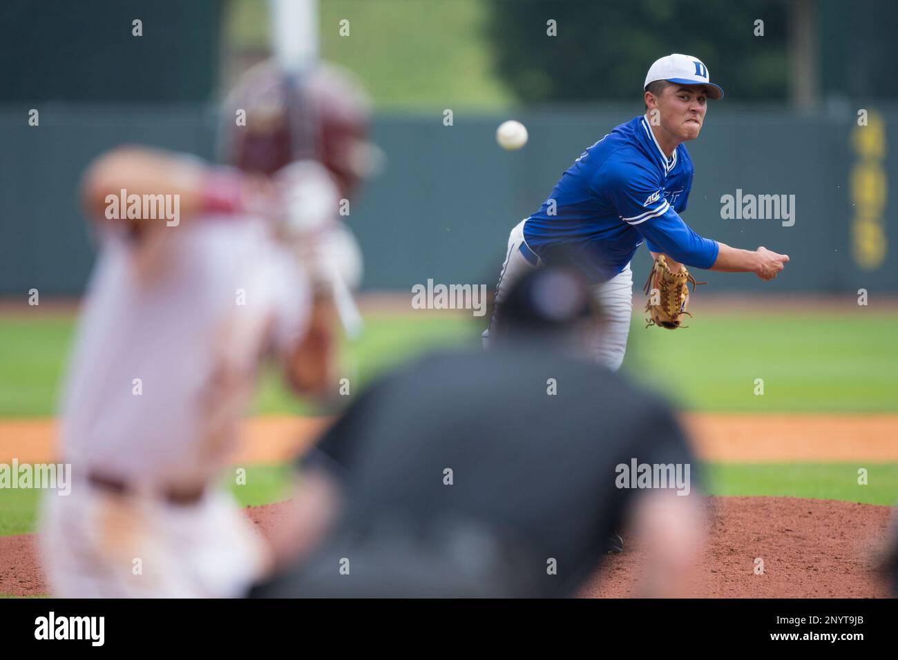 Duke Blue Devils relief pitcher Karl Blum (24) delivers a pitch to the ...