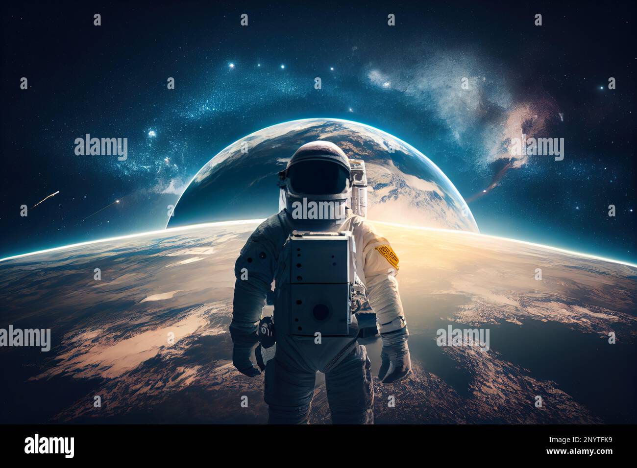 Picture of astronaut - man or woman in suit with helmet at lunar ...