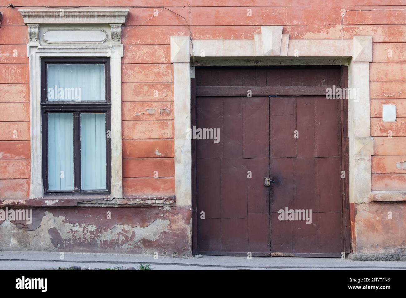 vintage facade with doors and windows. architectural retro background ...