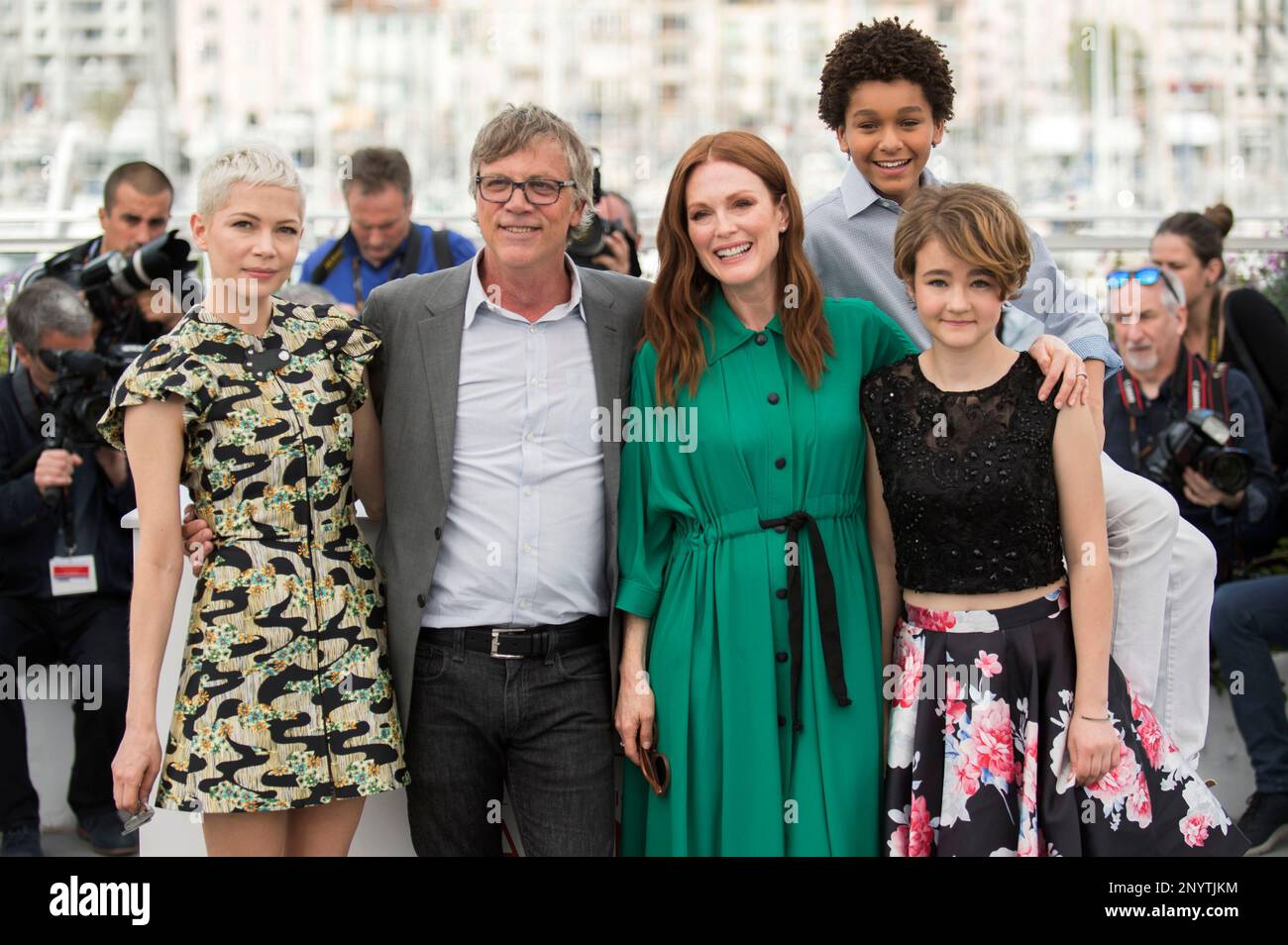 FILE - In this May 18, 2017 file photo, actor Michelle Williams, from left, director Todd Haynes ...