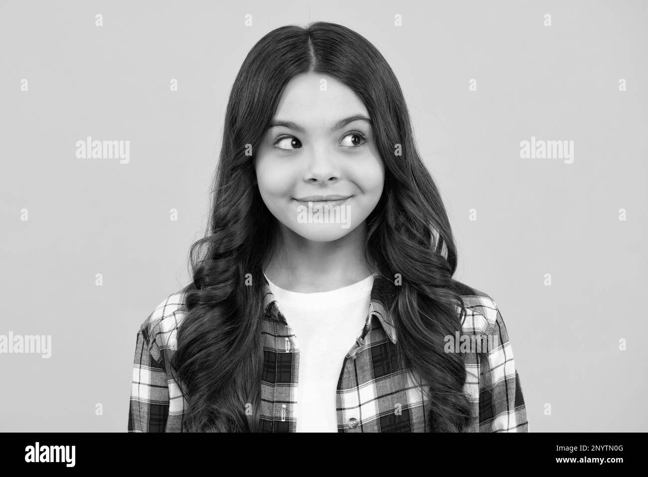 Happy teenager, positive and smiling emotions of teen girl. Close up portrait of pretty teen ...