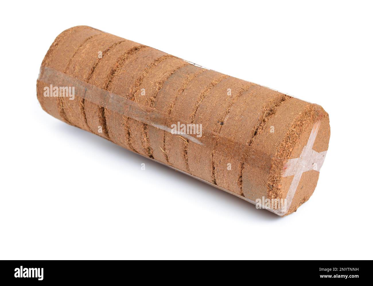 Coconut Coir substrate. Pressed briquette Isolated on White Background ...
