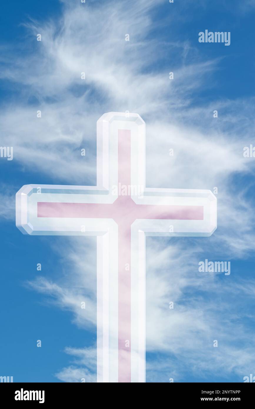 Cross in front of sky with clouds, 3d-illustration Stock Photo - Alamy