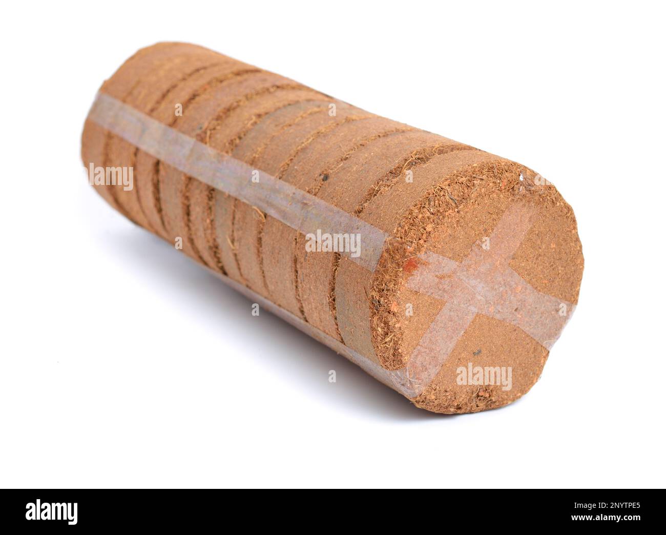 Coconut Coir substrate. Pressed briquette Isolated on White Background ...