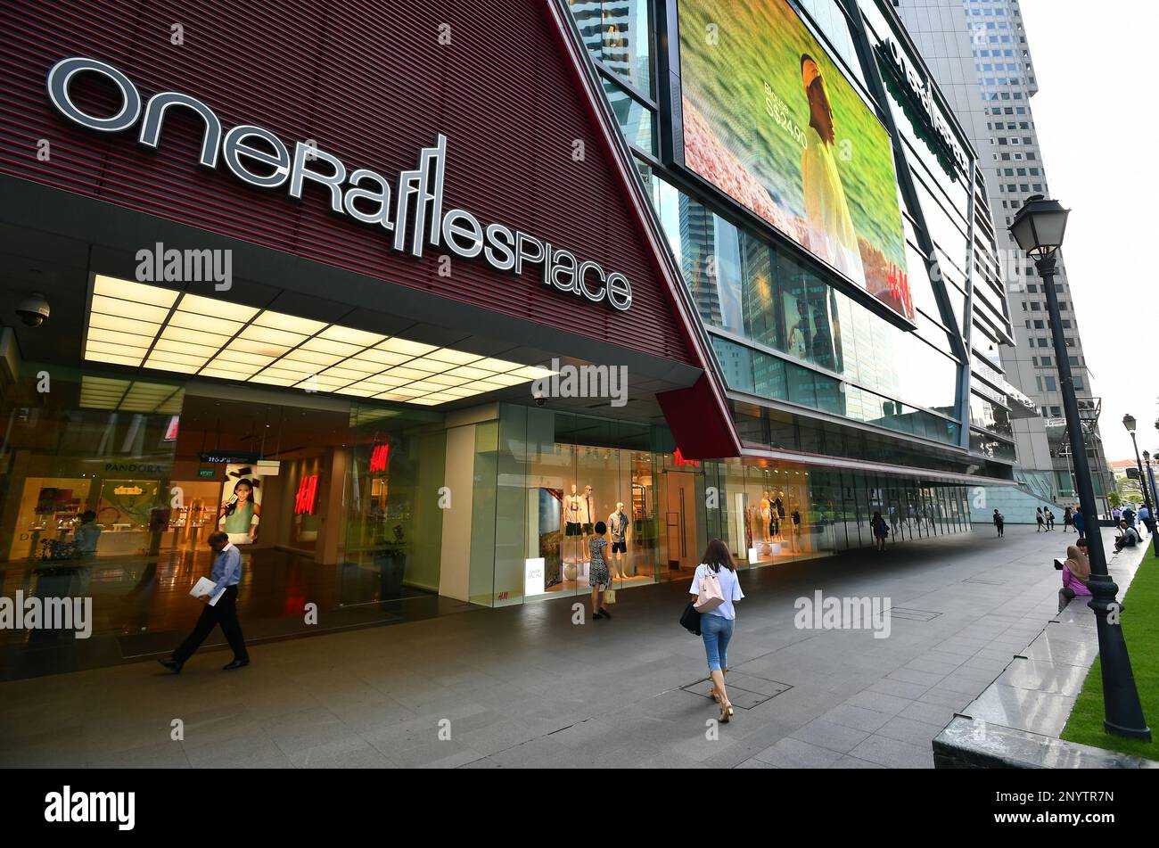 Exterior of One Raffles Place shopping mall. The mall reopened in 2014 ...