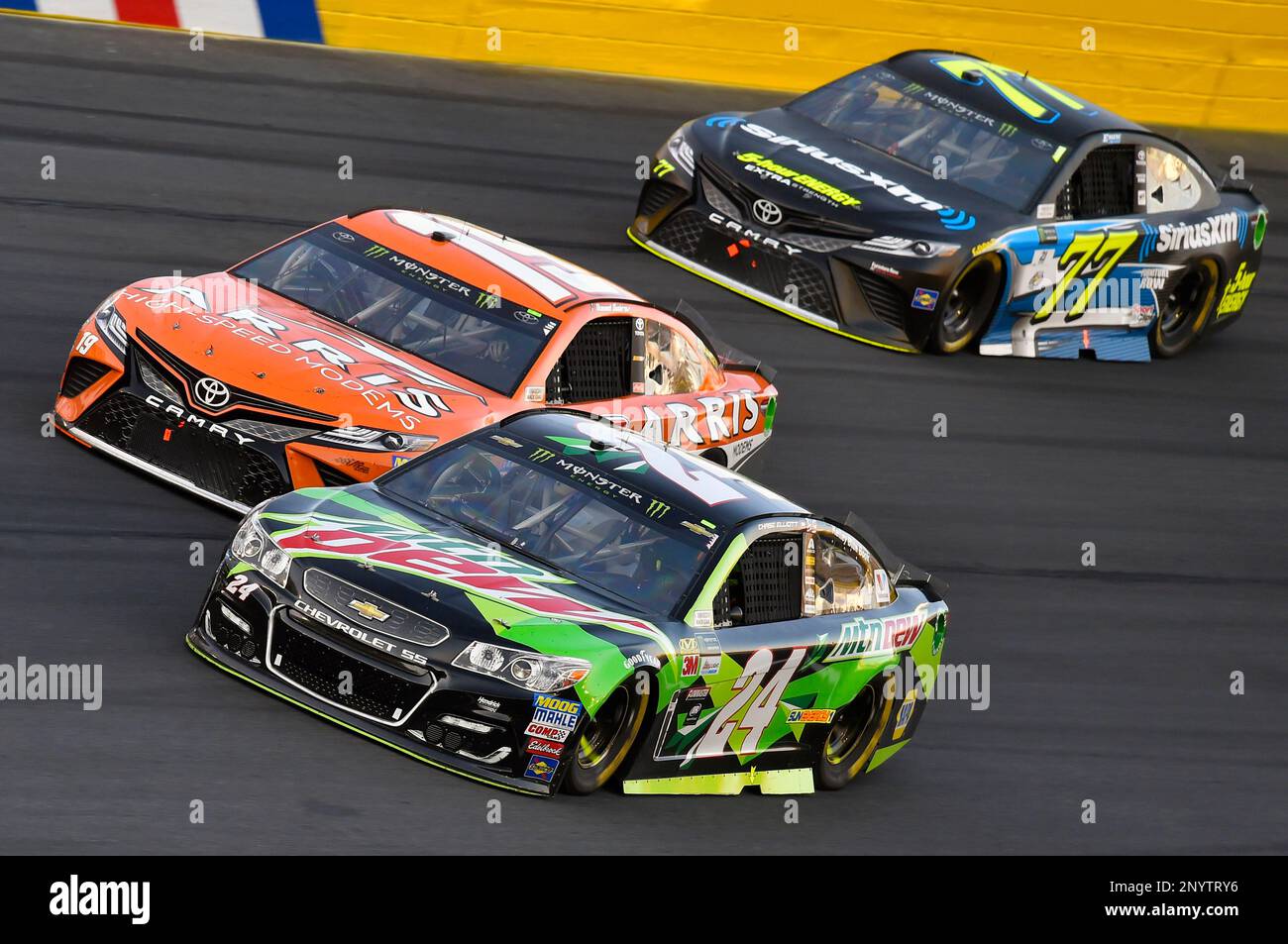 Chase Elliott (24), Daniel Suarez (19) and Erik Jones during the NASCAR ...