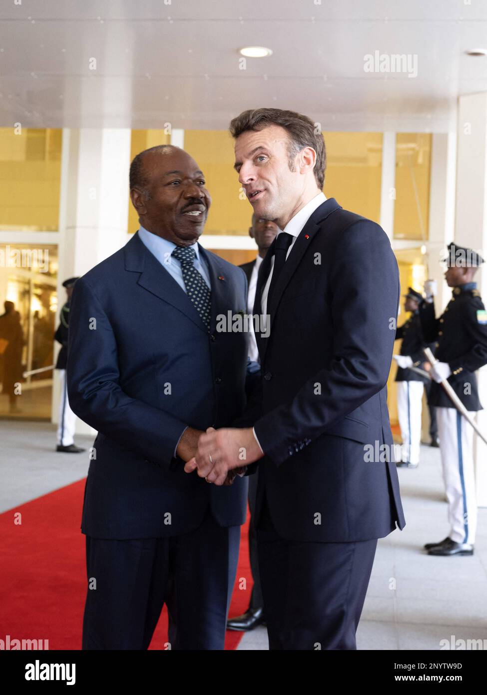 Libreville, Gabon. 02nd Mar, 2023. Ali Bongo and Emmanuel Macron during ...