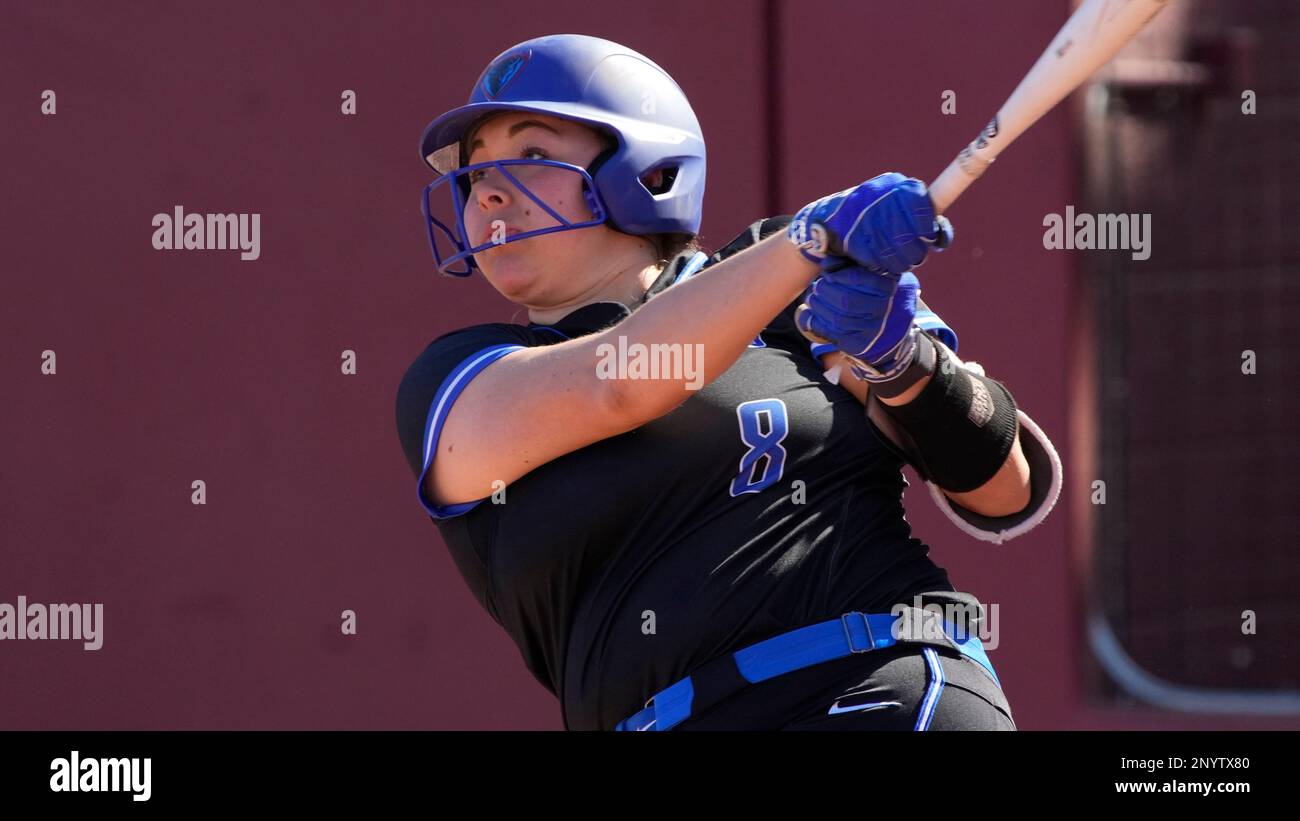 DePaul first baseman Brooke Johnson (8) during an NCAA softball game ...