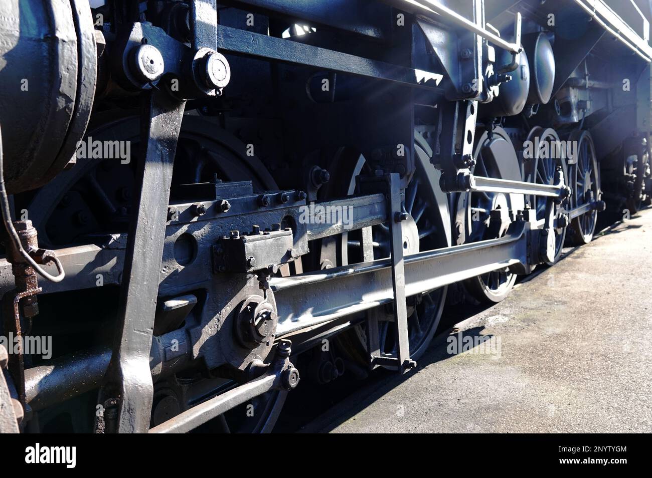 Wheels of a historical Steam Locomotive build in Germany during the ...