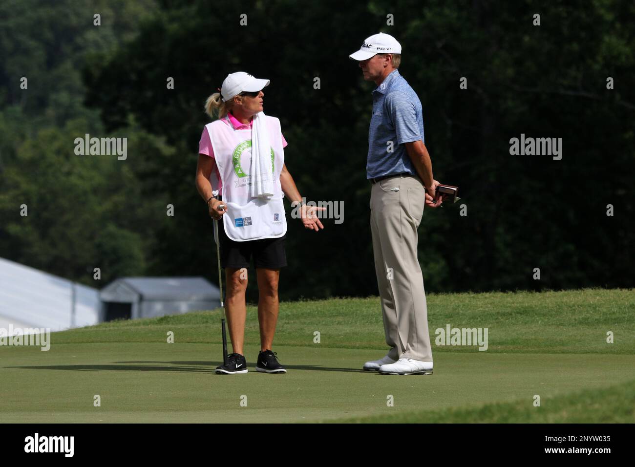 BIRMINGHAM, AL - MAY 20: Steve Stricker chats with his caddy/wife ...