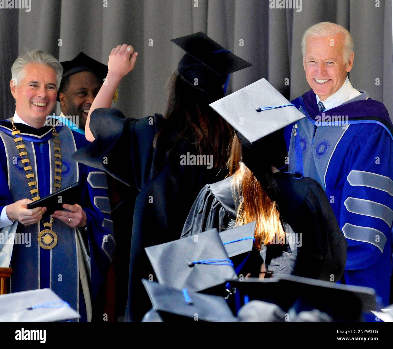 President David Greene, left, and commencement speaker former U.S. Vice ...