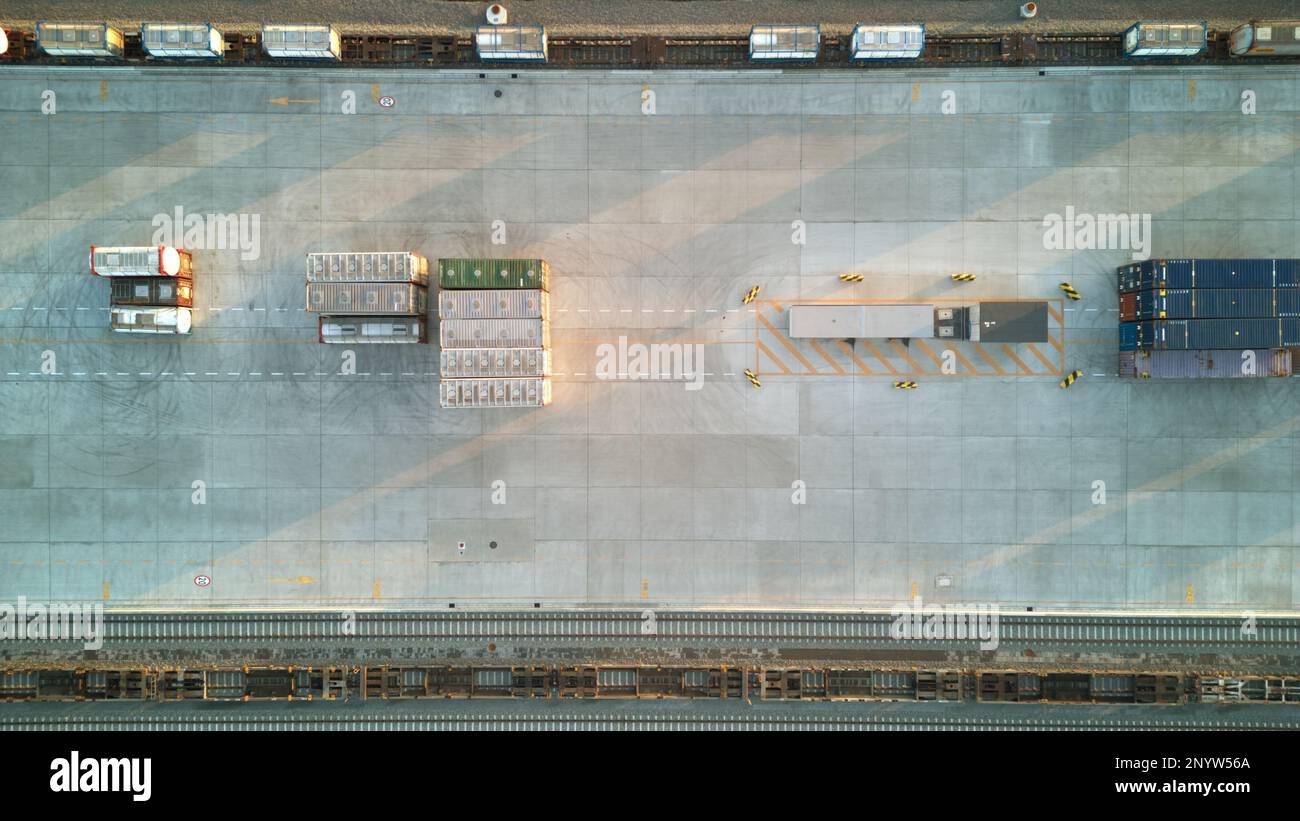 Business Logistics and transportation concept, of Container Cargo train ...