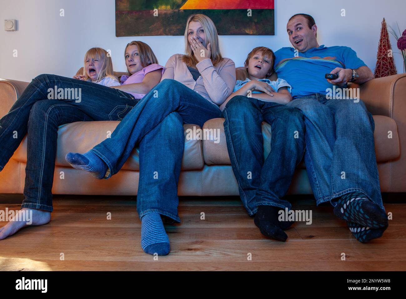 Family Life, TV Drama. Mixed emotions on the face of a young family on ...