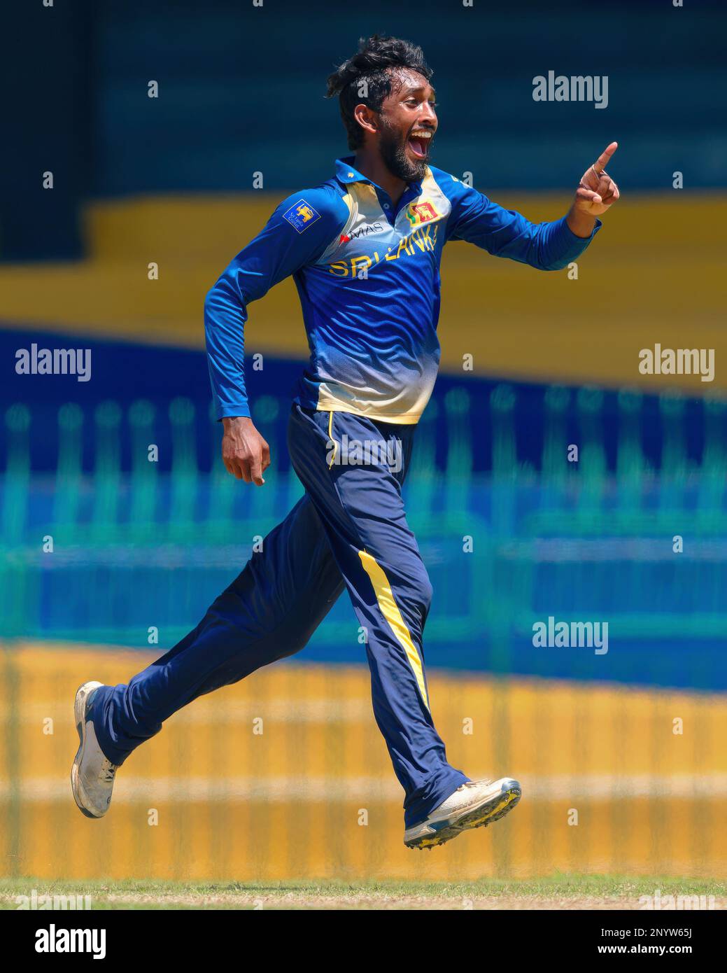 Dushan Hemantha of Sri Lanka celebrates during 1st Unofficial One day ...