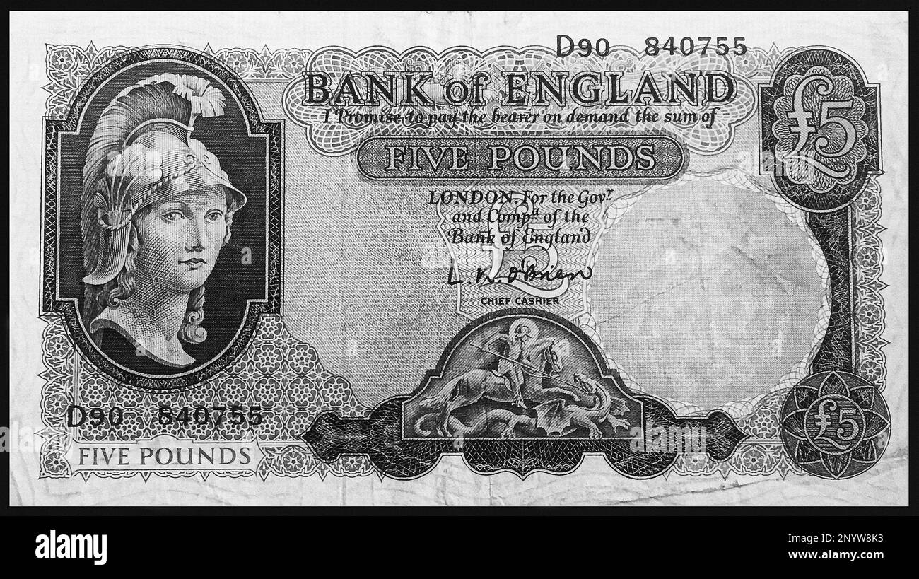 5 pounds note Black and White Stock Photos & Images - Alamy