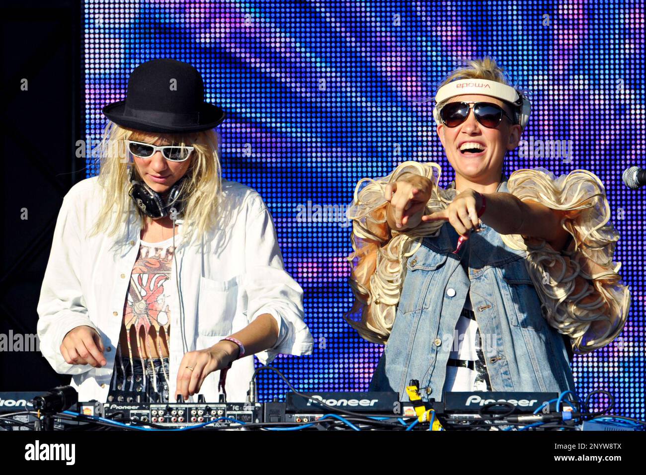 Liv Nervo and Mim Nervo of Nervo perform at The Voodoo Experience on Oct. 26, 2012, in New ...