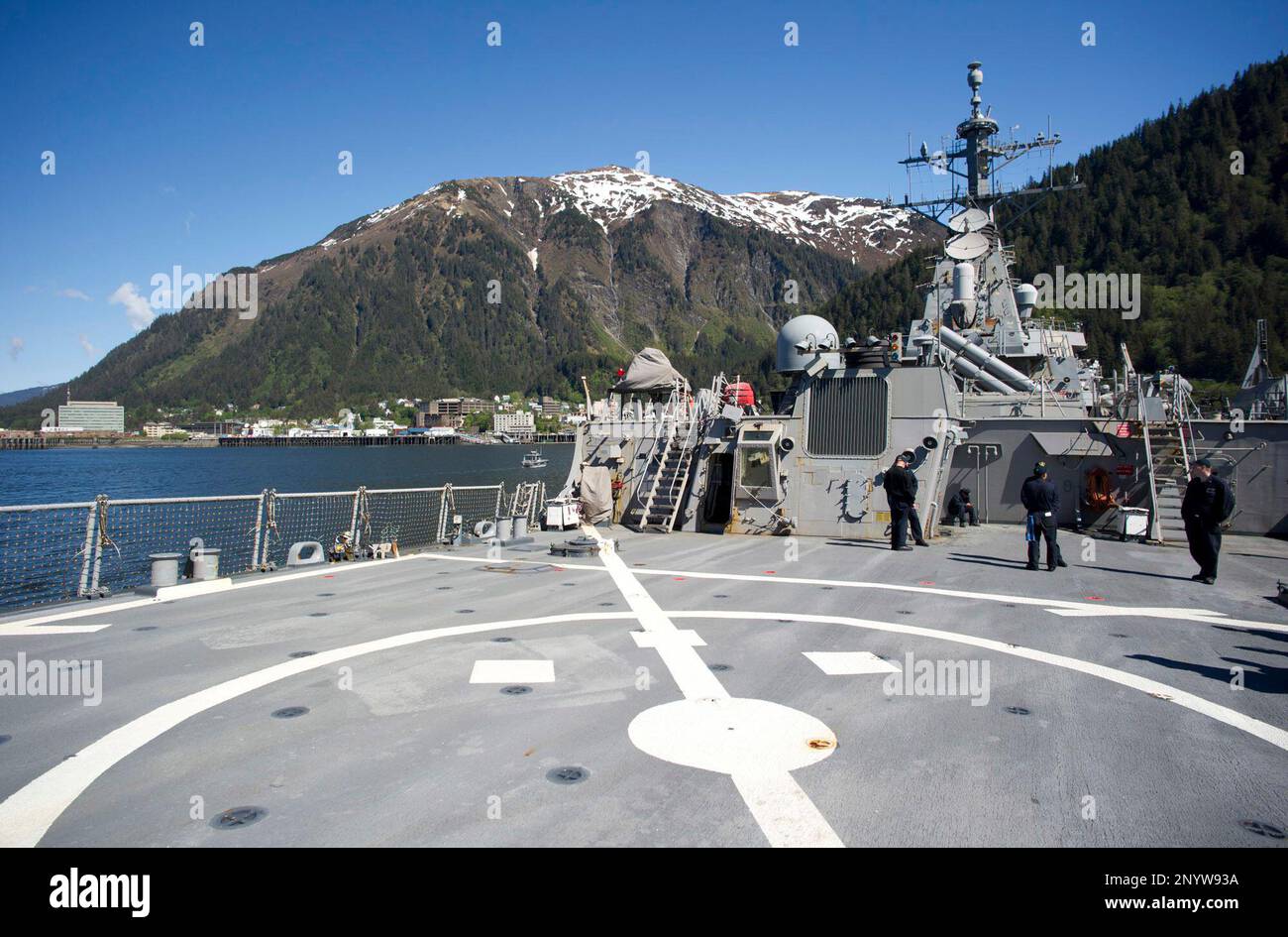 In this May 15, 2017 photo, the fantail with landing pad on the Arleigh ...
