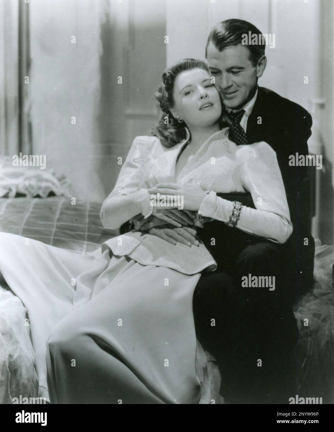 American actress Barbara Stanwyck and actor Gary Cooper in the movie ...
