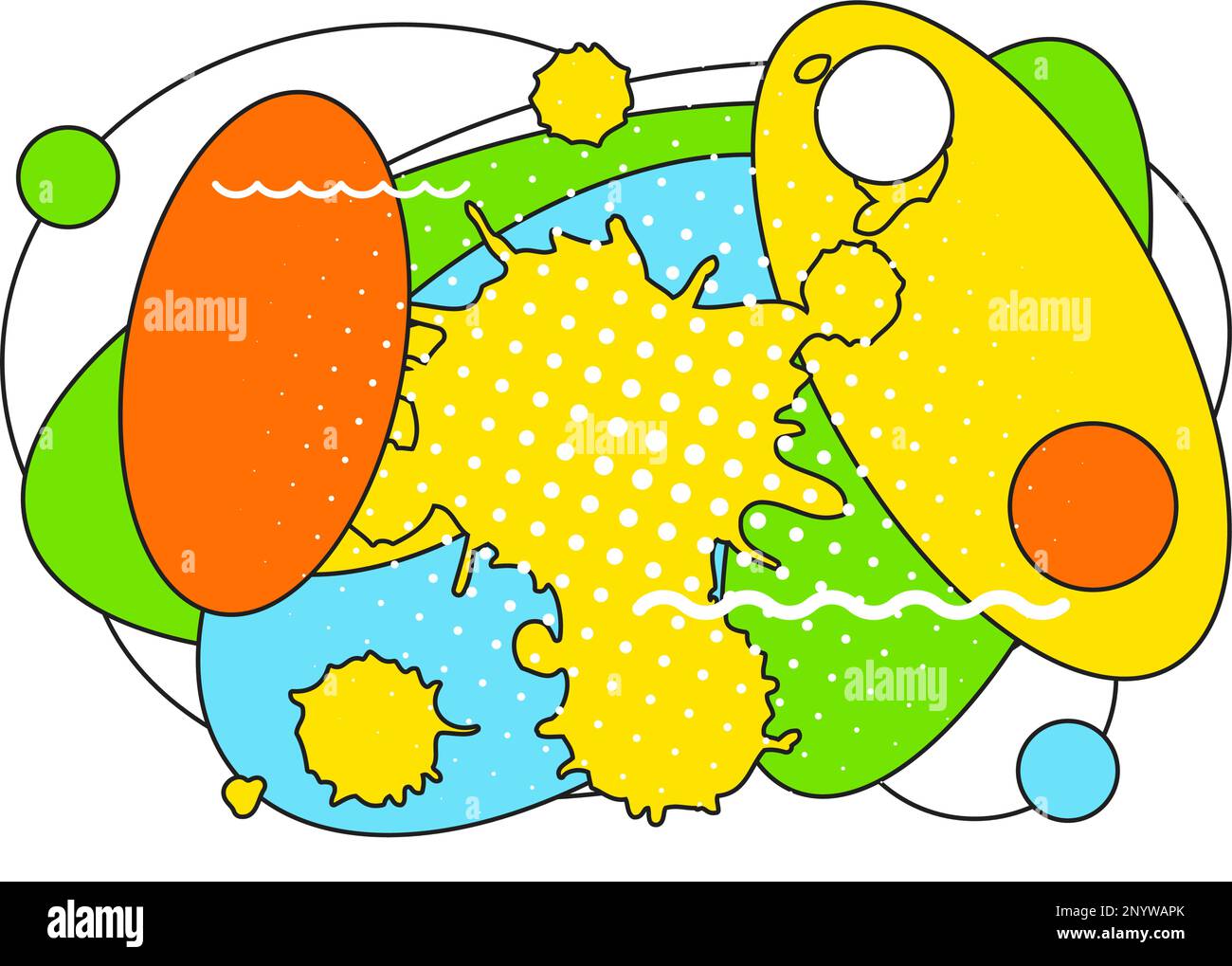 Abstract geometric pop art banner. Zine heap background of circular ...