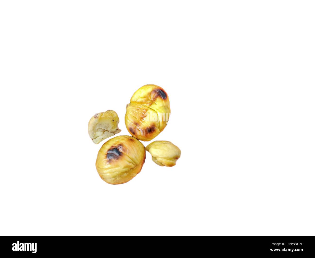 Roasted chestnuts kernel isolated on white background Stock Photo - Alamy