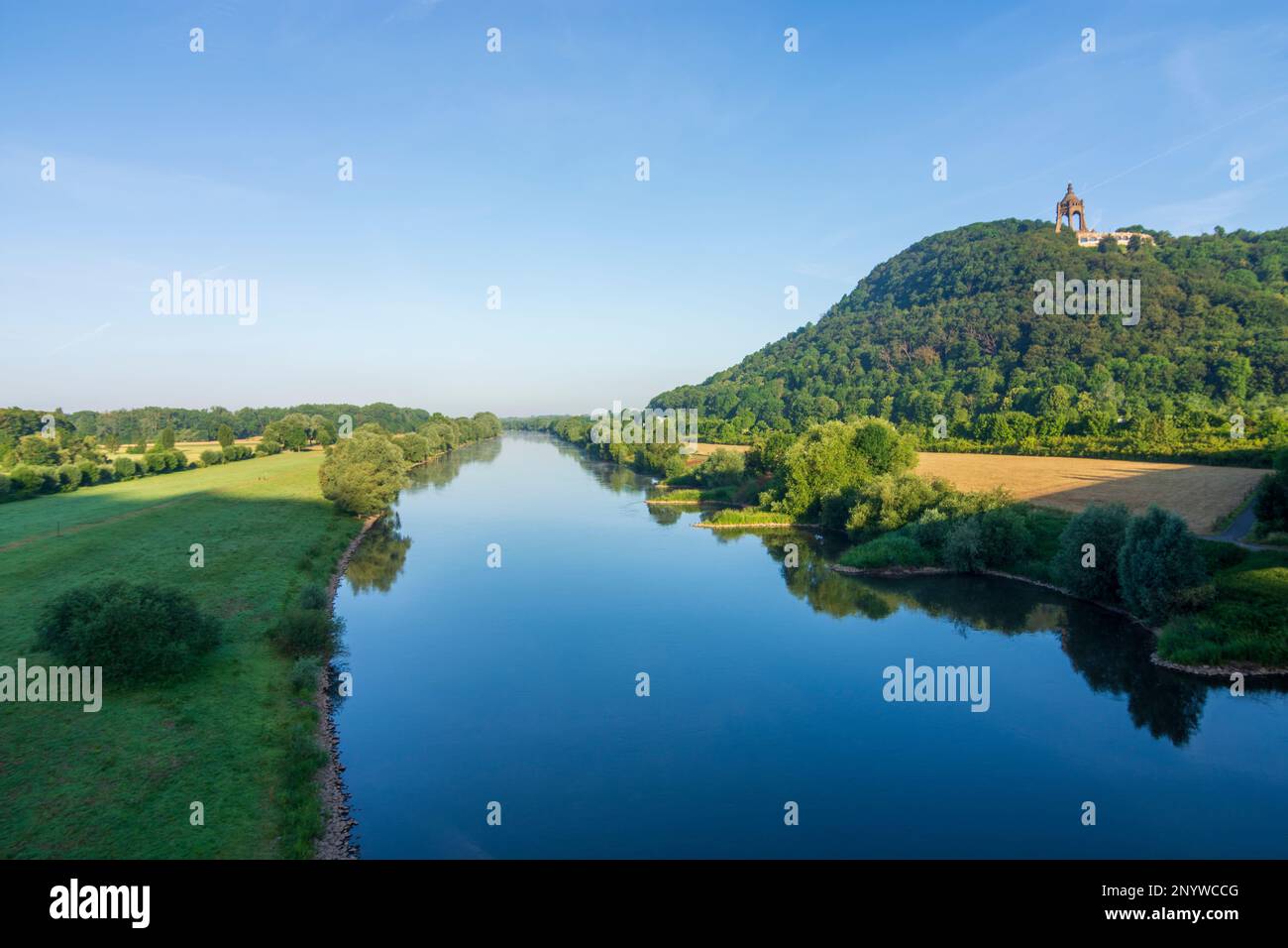 Porta Westfalica: Porta Westfalica gorge, river Weser, Kaiser-Wilhelm-Denkmal (Emperor William ...