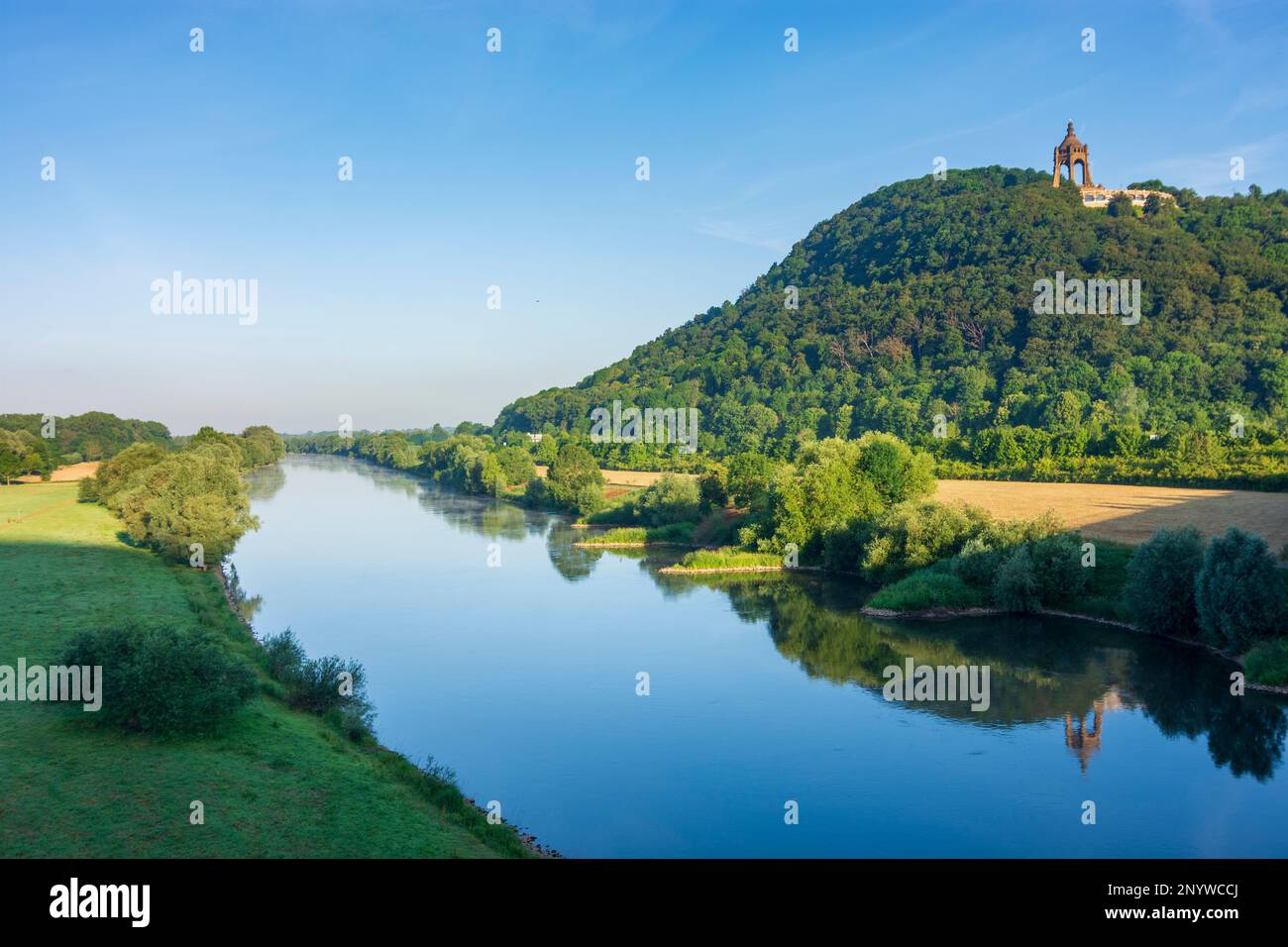 Porta Westfalica: Porta Westfalica gorge, river Weser, Kaiser-Wilhelm-Denkmal (Emperor William ...