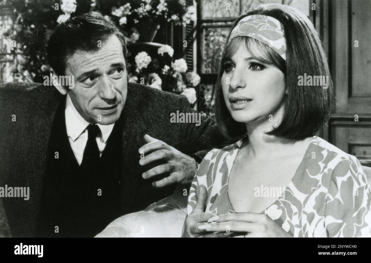 French actor Yves Montand and actress Barbra Streisand in the movie On ...