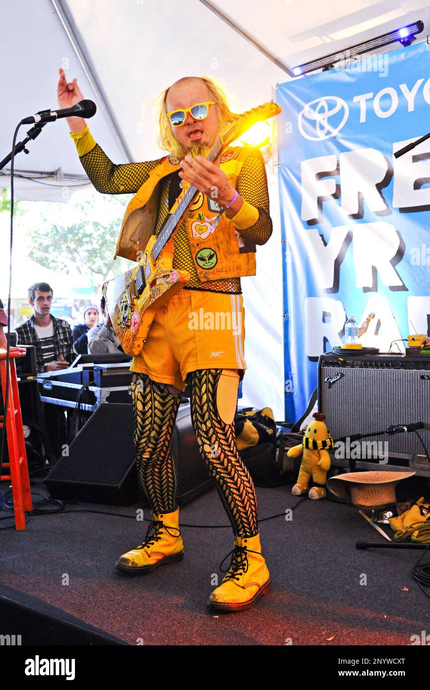 Kengo Hioki (aka Peelander Yellow) of Peelander-Z performs during day 2 ...