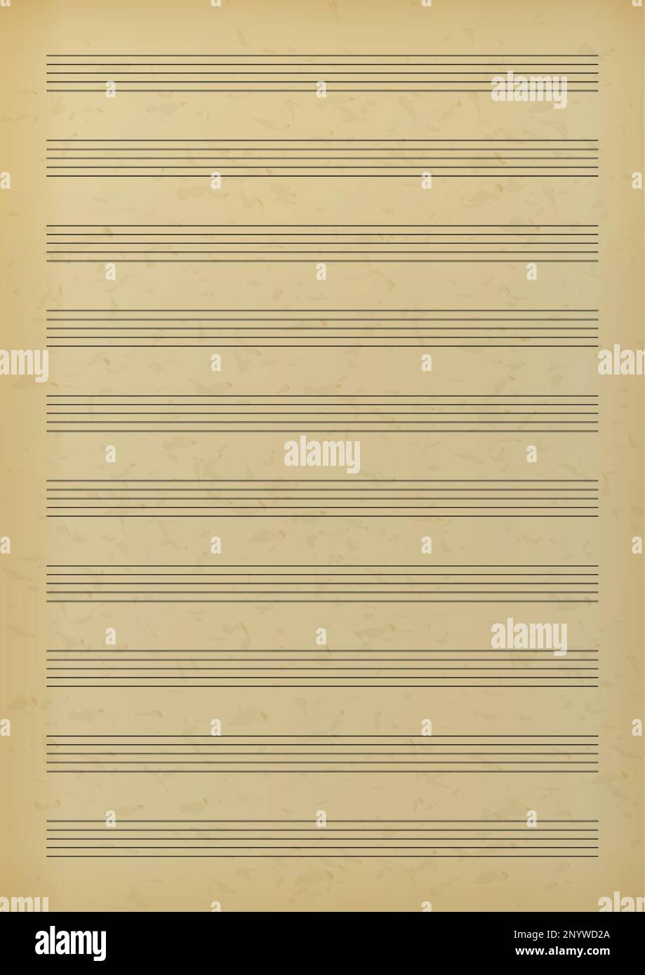 Blank sheet music page template. Lined page with note stave Stock ...