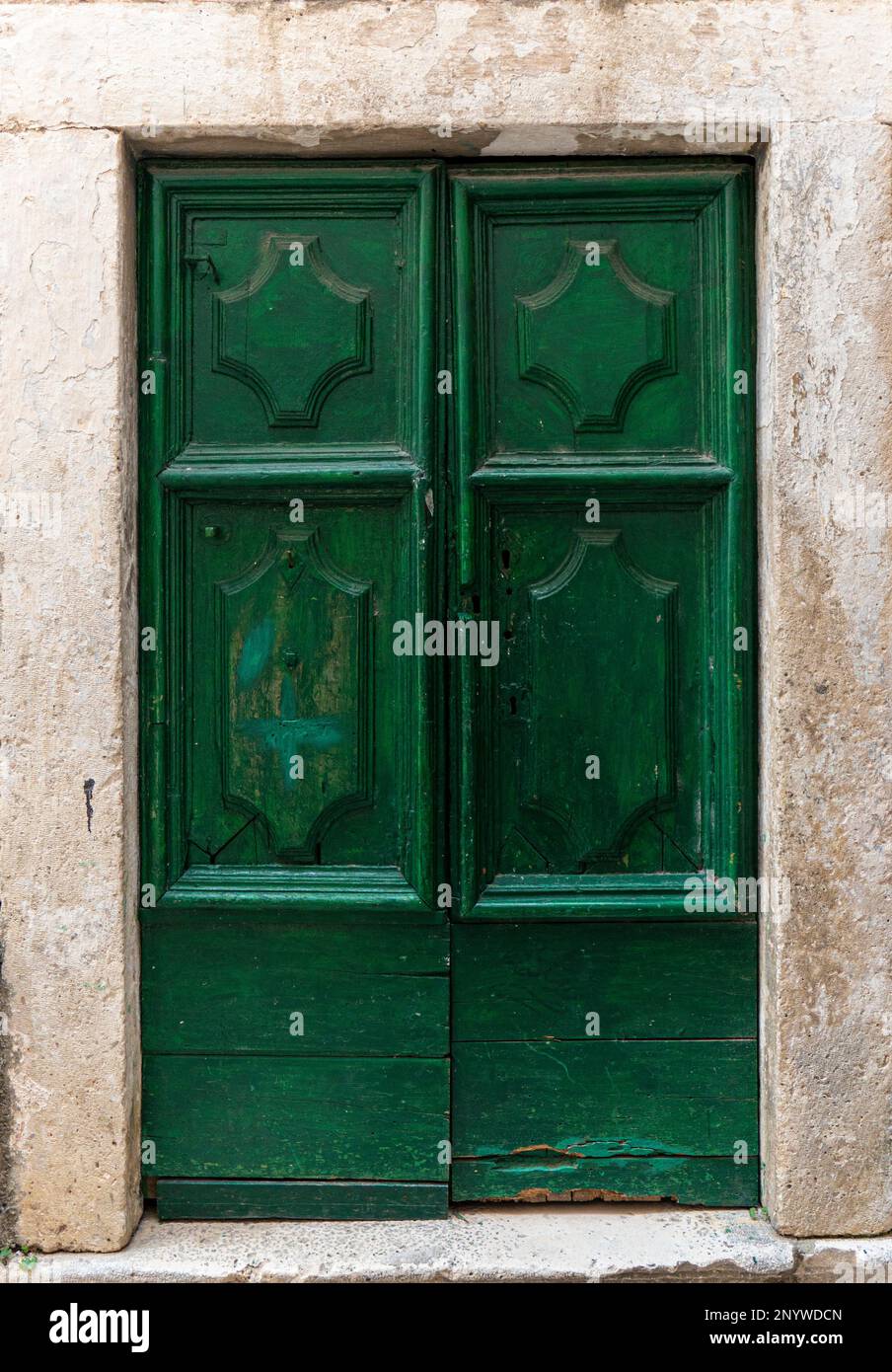 Building's facade. Wall of an old house. Closed door. Architectural ...