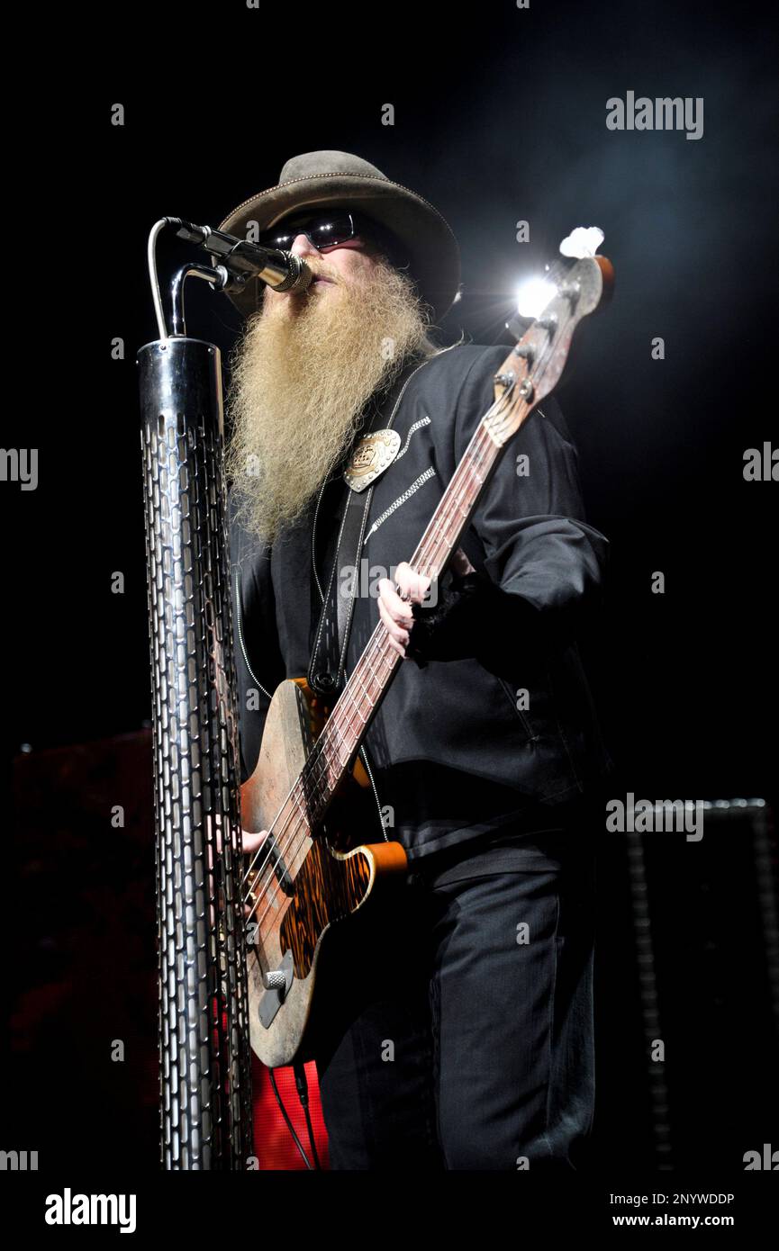 Dusty Hill of ZZ Top performs at the Riverbend Music Center on Sept. 14 ...