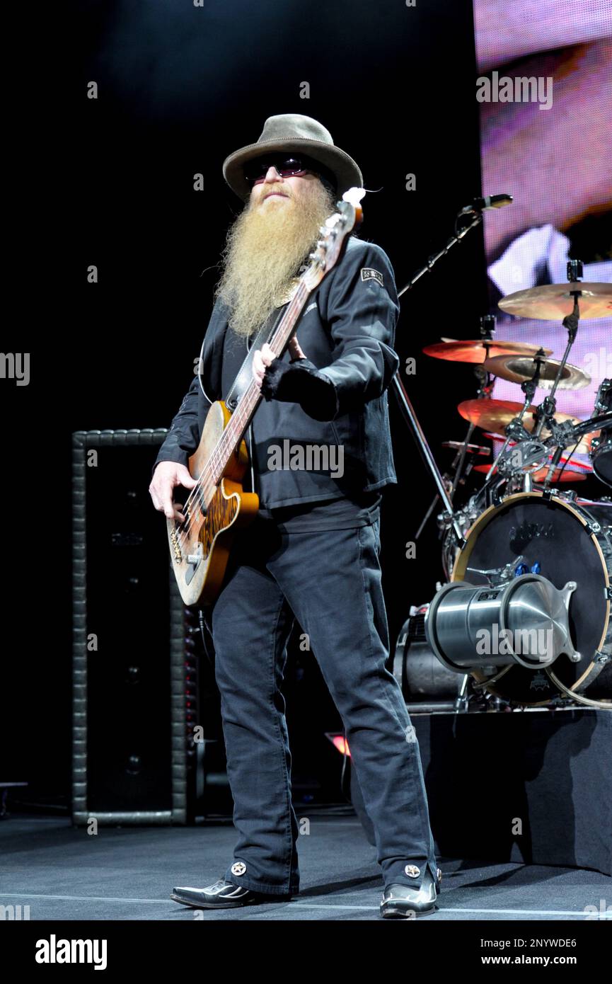 Dusty Hill of ZZ Top performs at the Riverbend Music Center on Sept. 14 ...