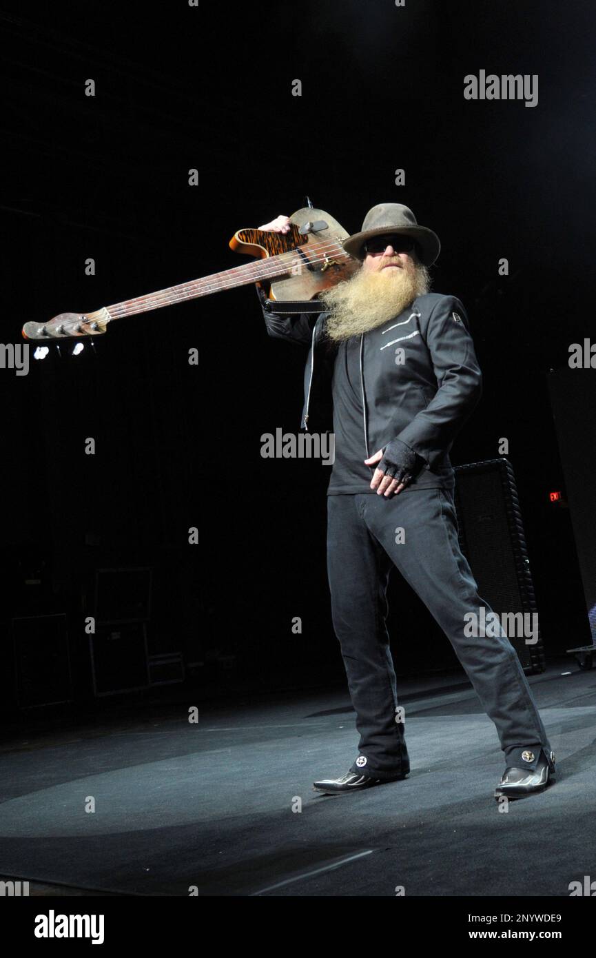 Dusty Hill of ZZ Top performs at the Riverbend Music Center on Sept. 14 ...